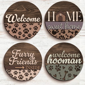 Dog Welcome Sign Bundle SVG DXF, Laser Cut Files for Glowforge Cricut ...