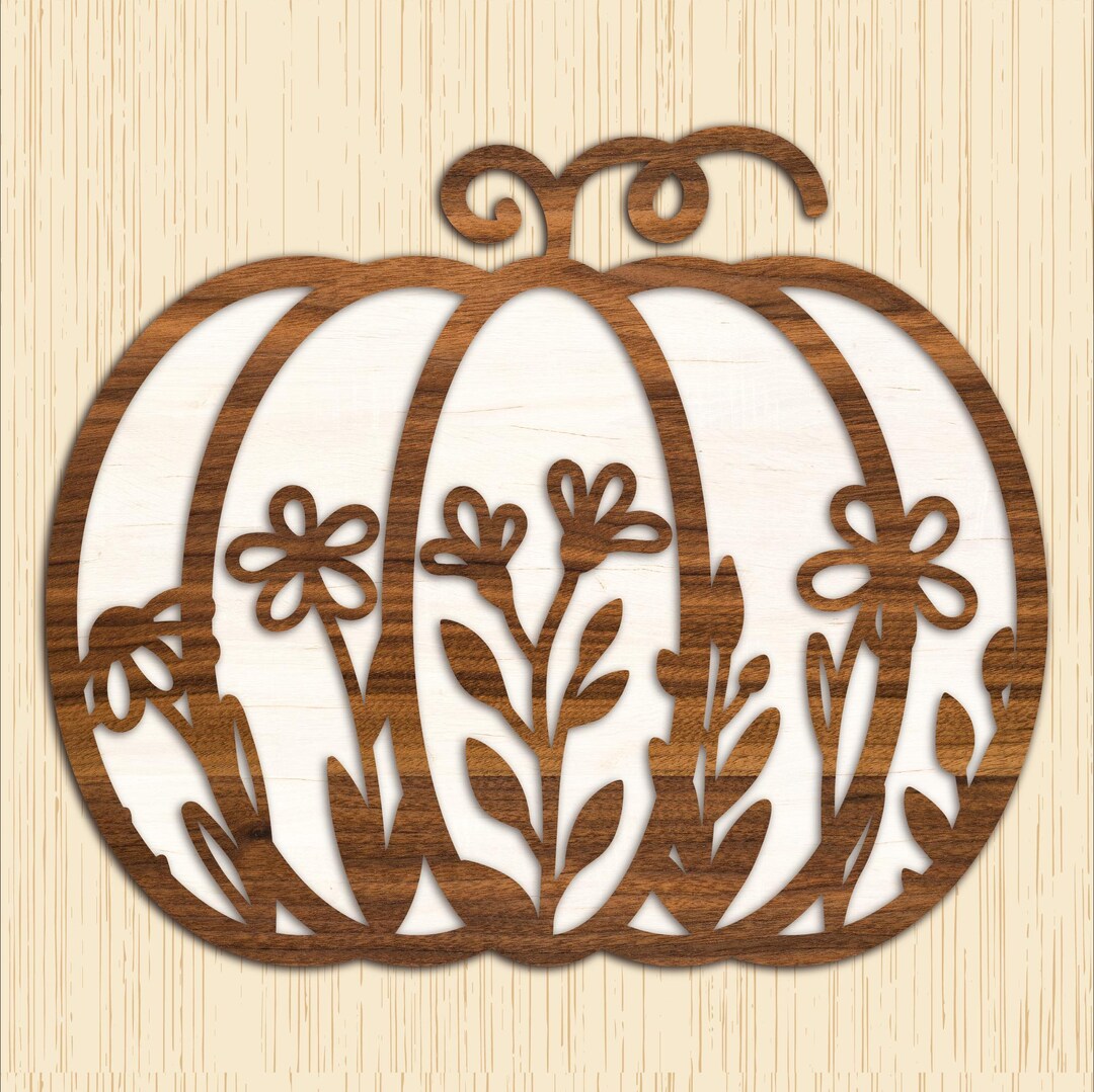 Fall Floral Pumpkin SVG Dxf Png, Laser Cut Files Glowforge Silhouette ...