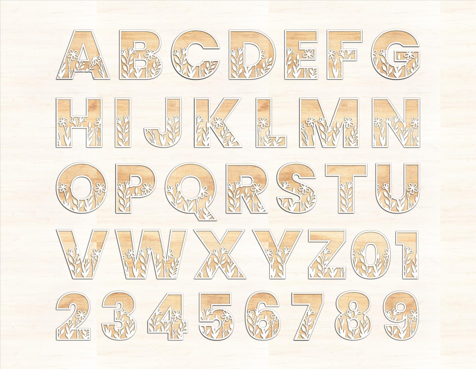 Wildflower Alphabet SVG DXF, Laser Cut File Glowforge, Silhouette ...