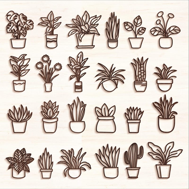 Potted Plants Svg Vector - Etsy UK