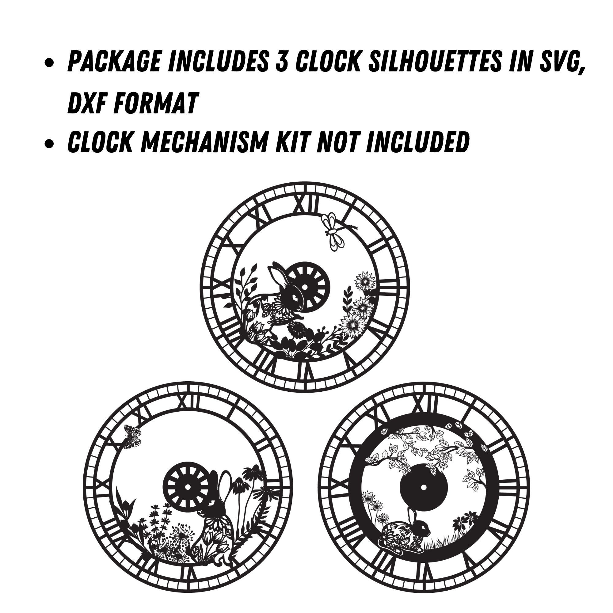 Easter Wall Clock SVG DXF, Laser Cut Files, Silhouette Cricut, Elegant ...