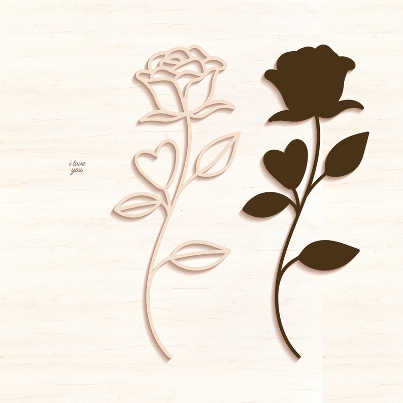 Layered Rose Flower Heart Message SVG DXF Laser Cut Files Glowforge ...