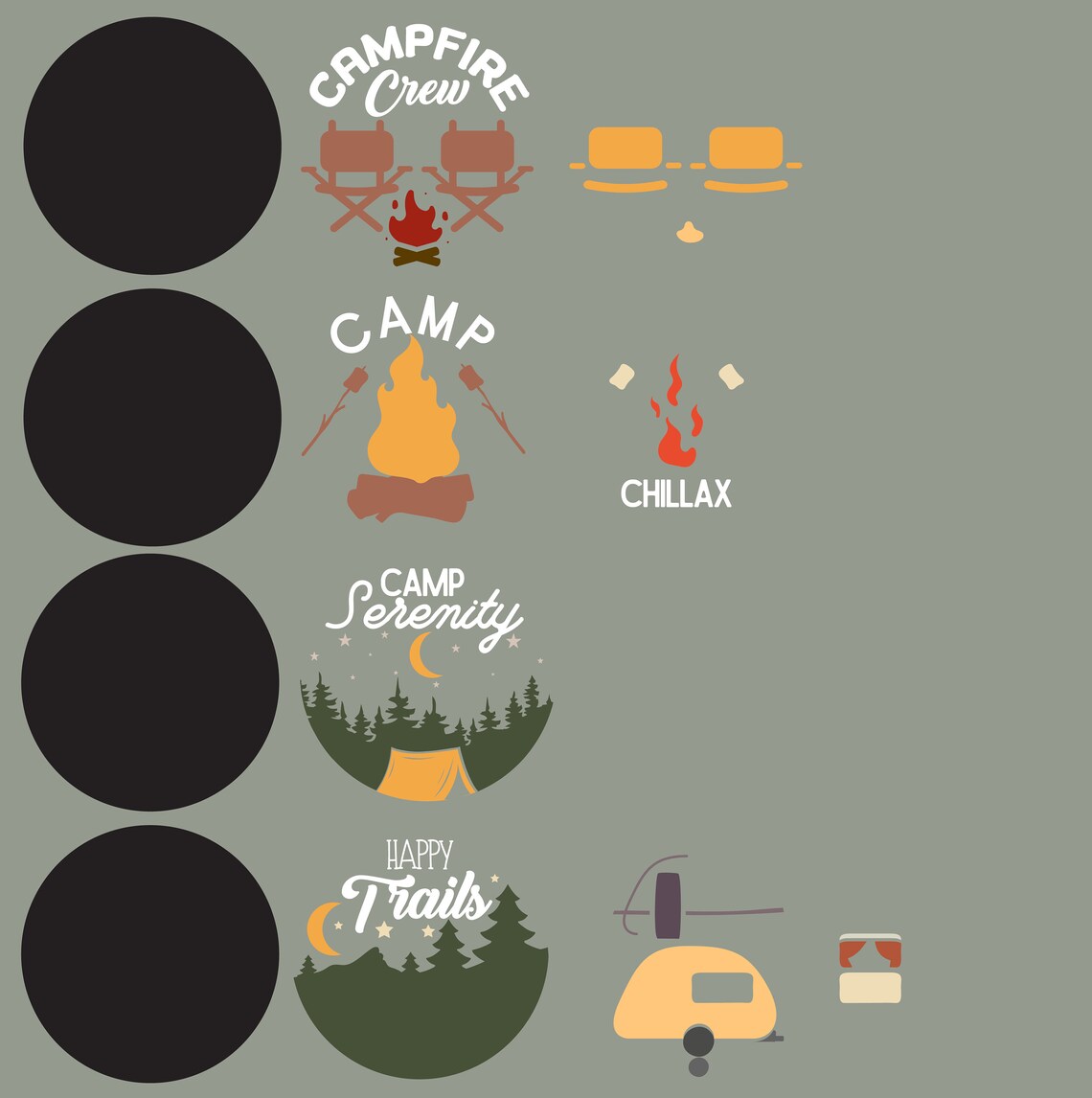 Camping Round Sign Bundle SVG DXF, Laser Cut Files Glowforge, Front ...
