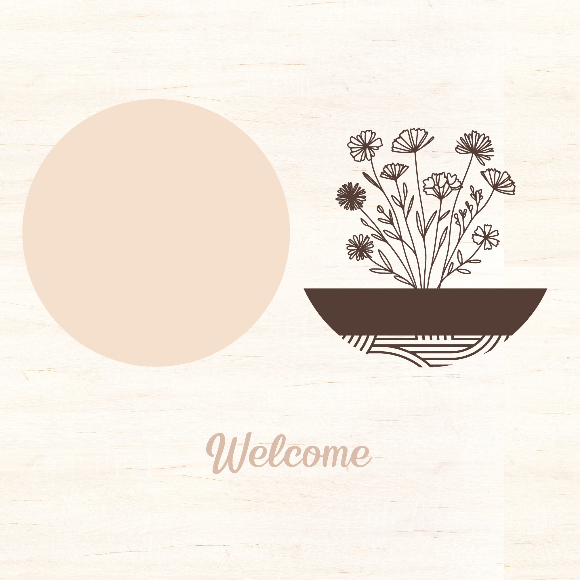 Wildflower Welcome Round Sign SVG DXF, Laser Cut Files Glowforge ...