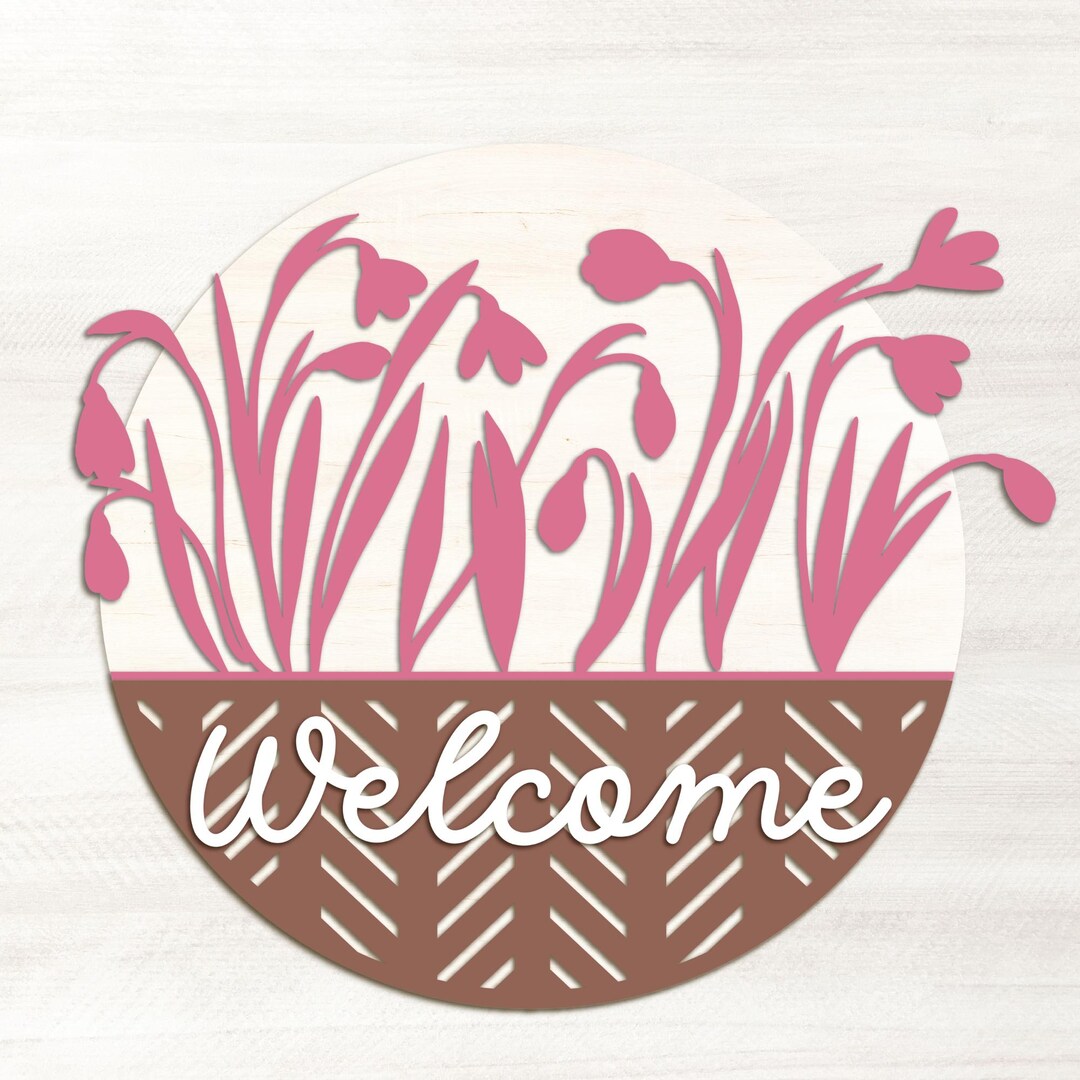 Snowdrop Round Welcome Sign SVG, Laser Cut Files Glowforge, Front Door ...