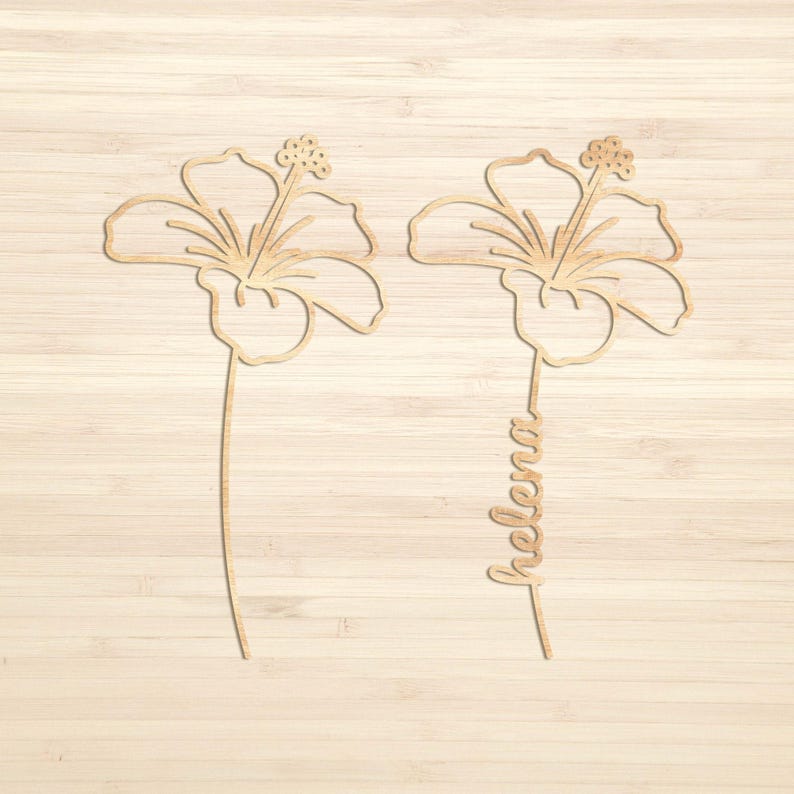 Hibiscus Name Flower SVG DXF, Laser Cut Files Glowforge Silhouette ...
