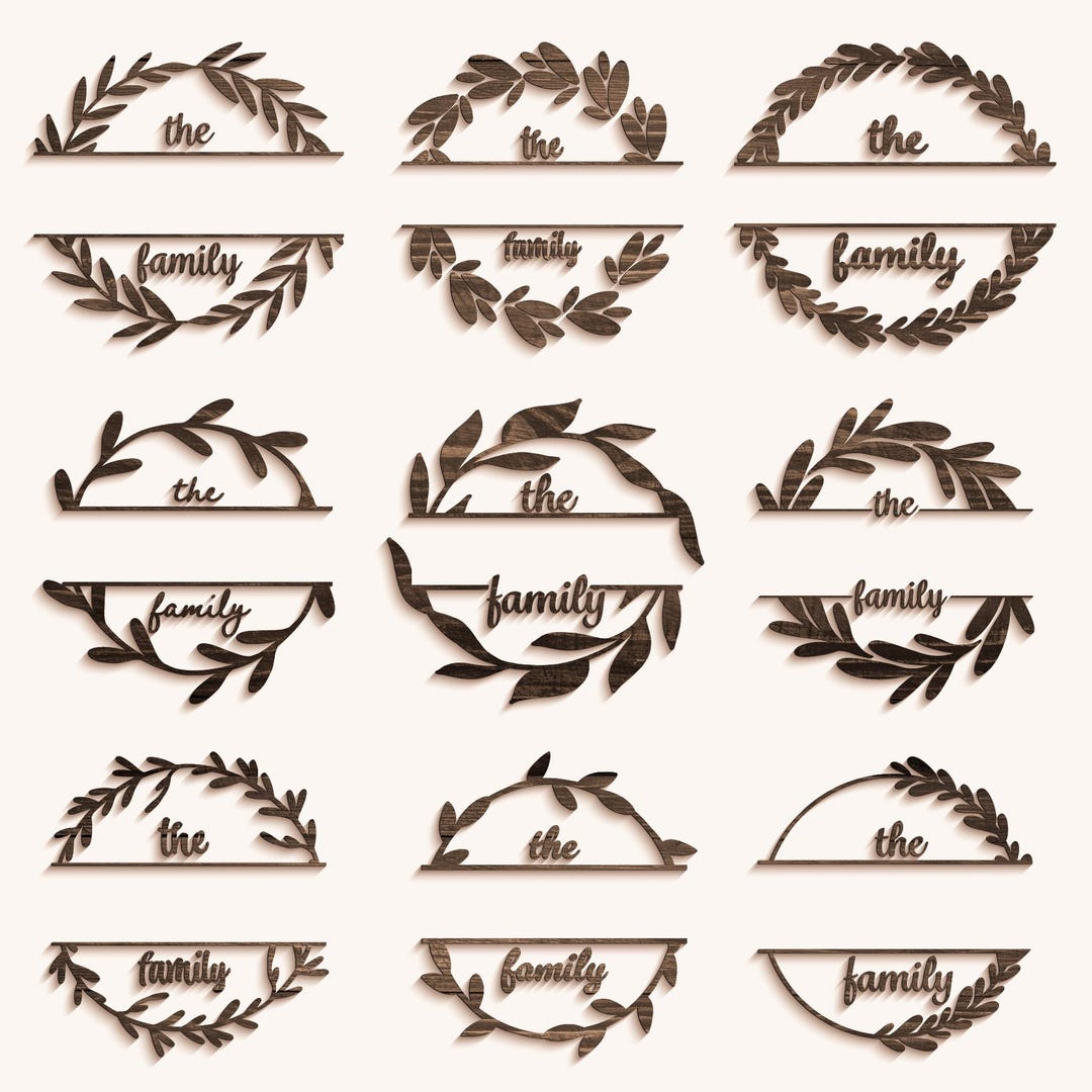 39 Family Split Monogram SVG DXF, Laser Cut Files, Personalized Name ...