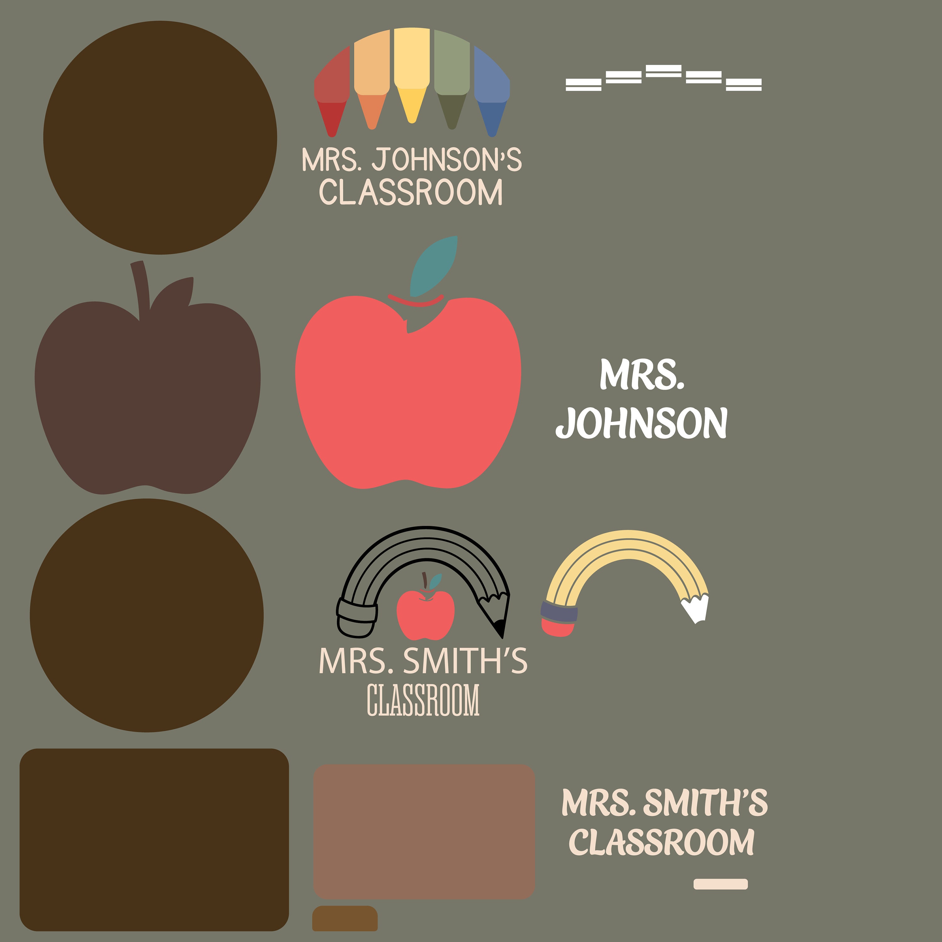 Teacher Name Classroom Round Sign Bundle SVG DXF, Laser Cut Files ...