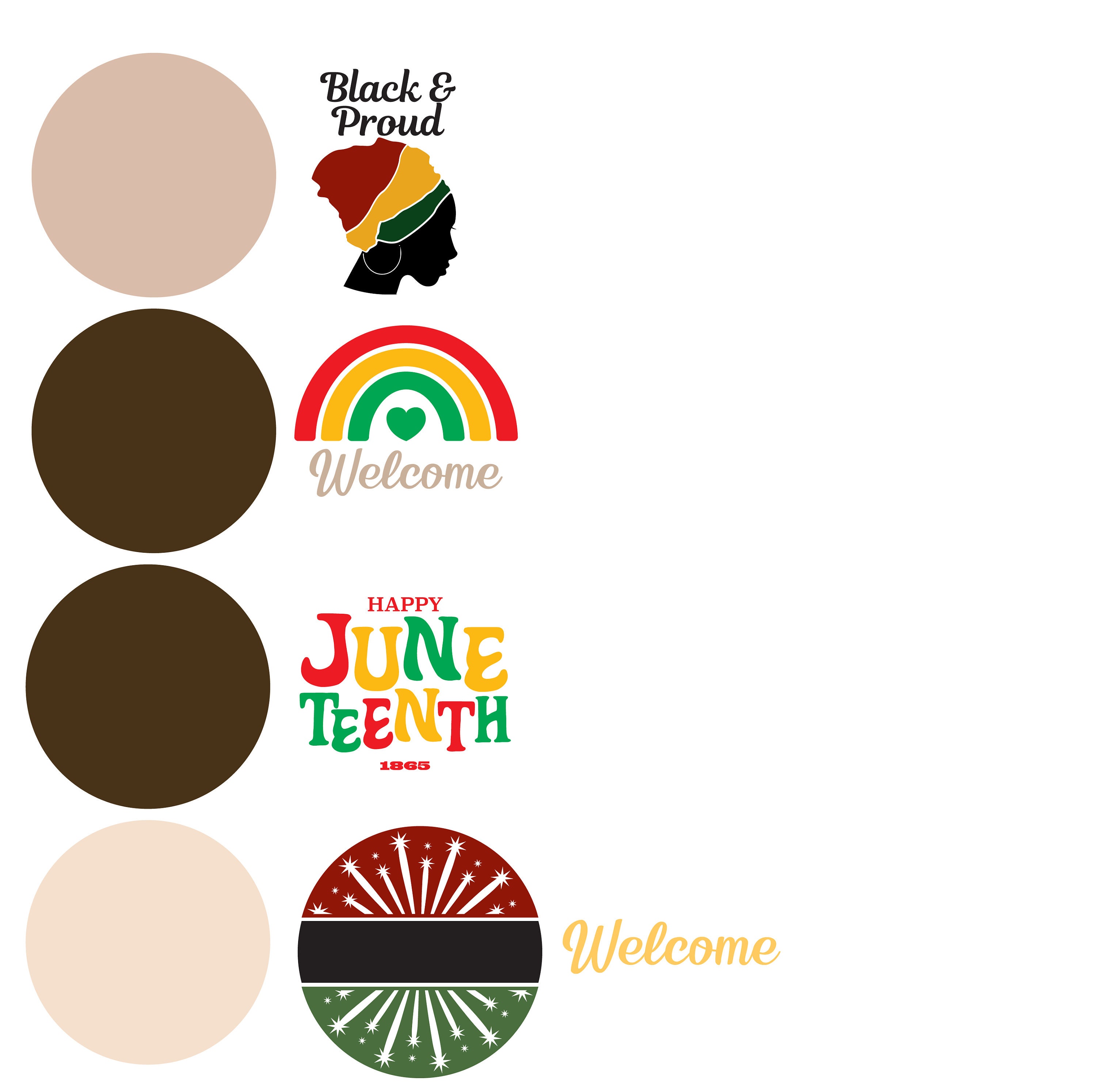 Juneteenth Welcome Round Sign Bundle SVG DXF, Laser Cut Files Glowforge ...