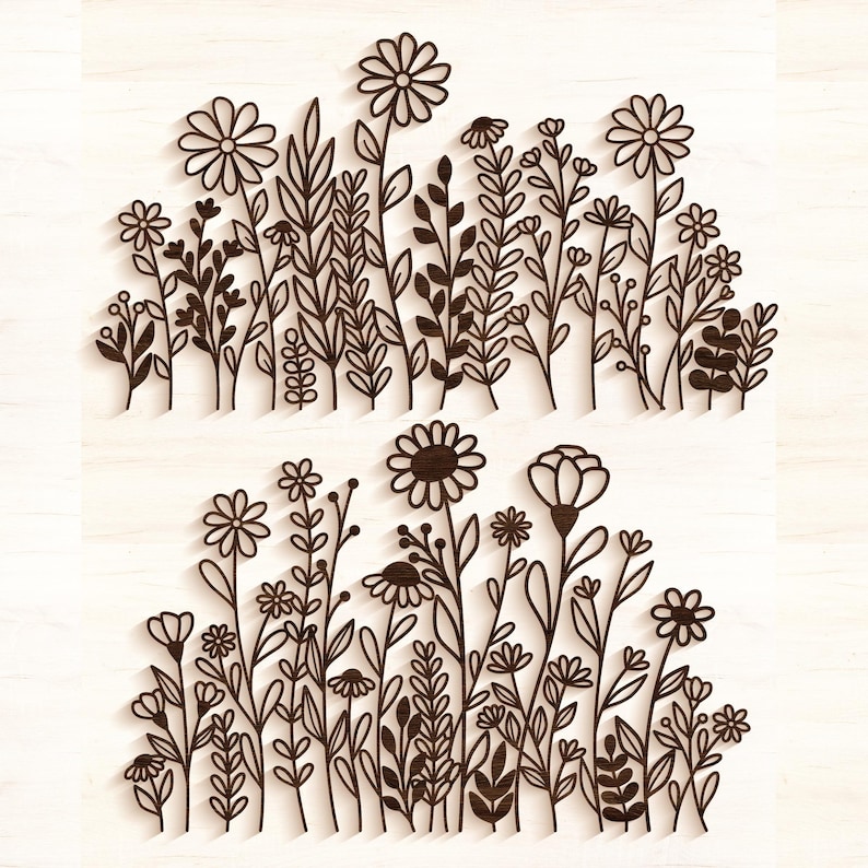 Wildflower Meadow SVG DXF, Laser Cut Files Glowforge, Silhouette Cricut ...