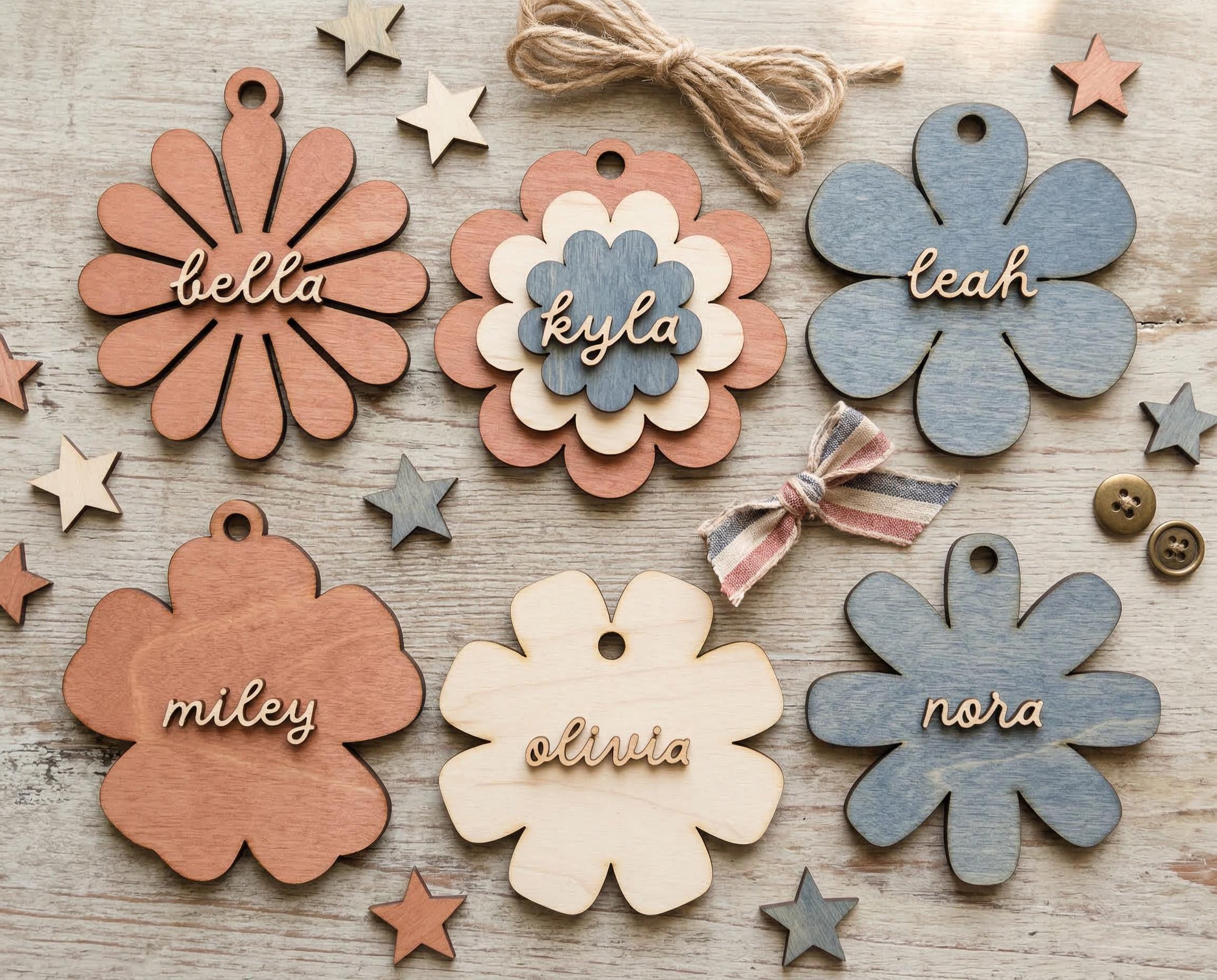 Retro Patriotic Daisy Tags SVG DXF, Laser Cut Files for Glowforge ...