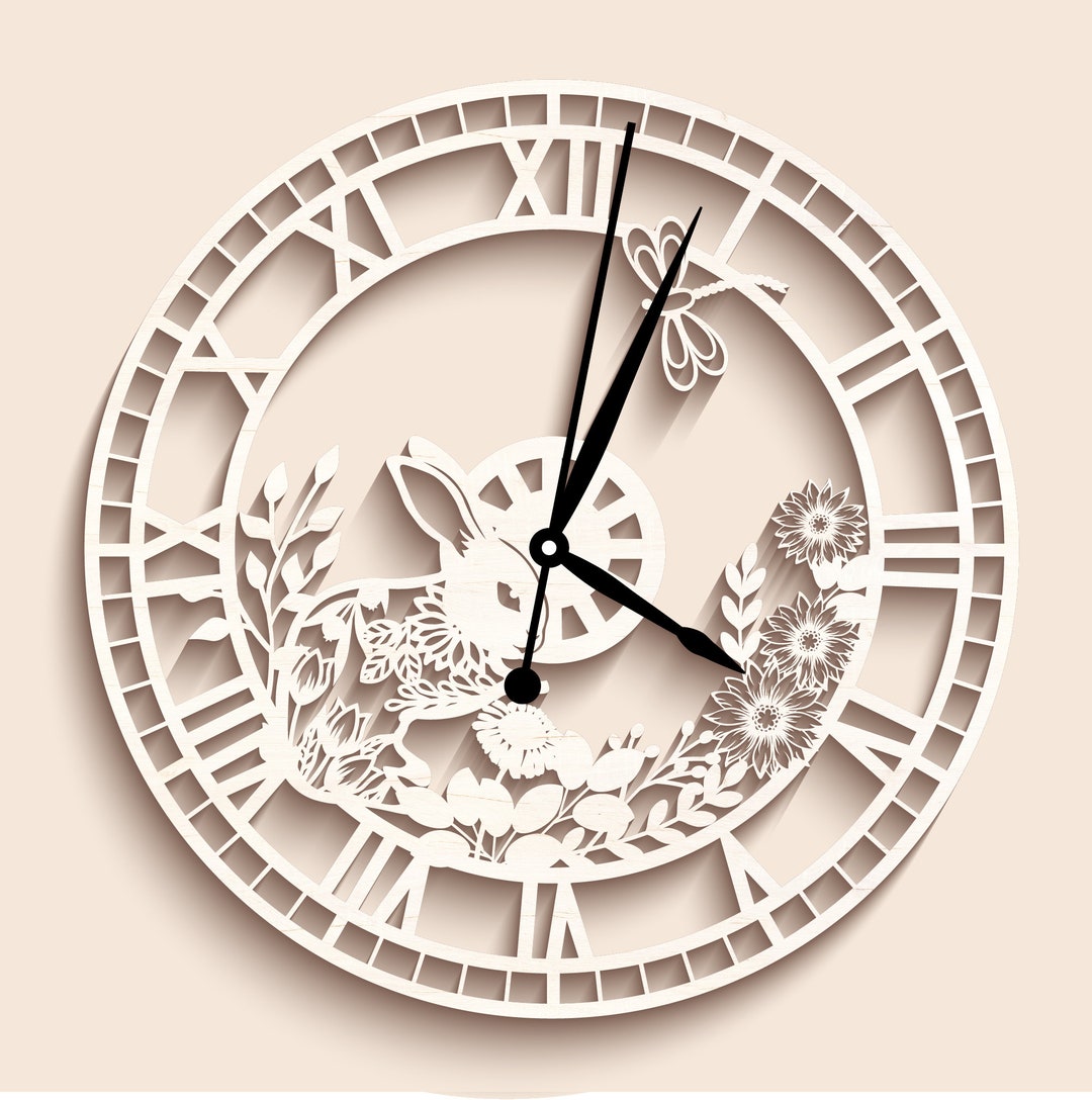 Easter Wall Clock SVG DXF, Laser Cut Files, Silhouette Cricut, Elegant ...