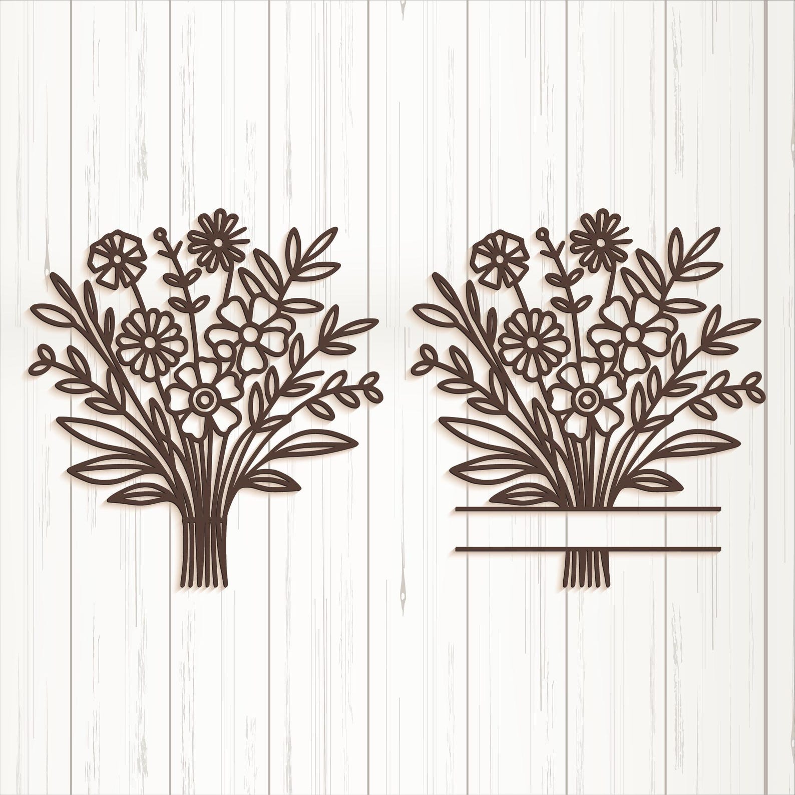 Split Name Flower Bouquet SVG DXF, Laser Cut Files for Glowforge Cricut ...