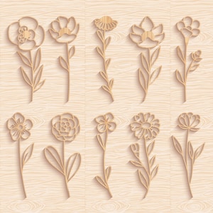 50 Wildblumen Bundle SVG DXF Laser Cut Dateien Glowforge Silhouette ...