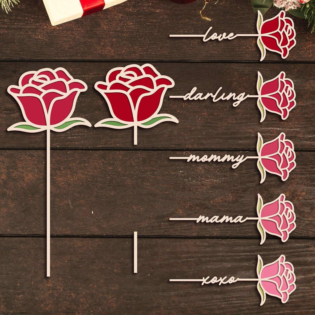 Layered Rose Flower Name SVG DXF, Laser Cut Files Glowforge, Silhouette ...