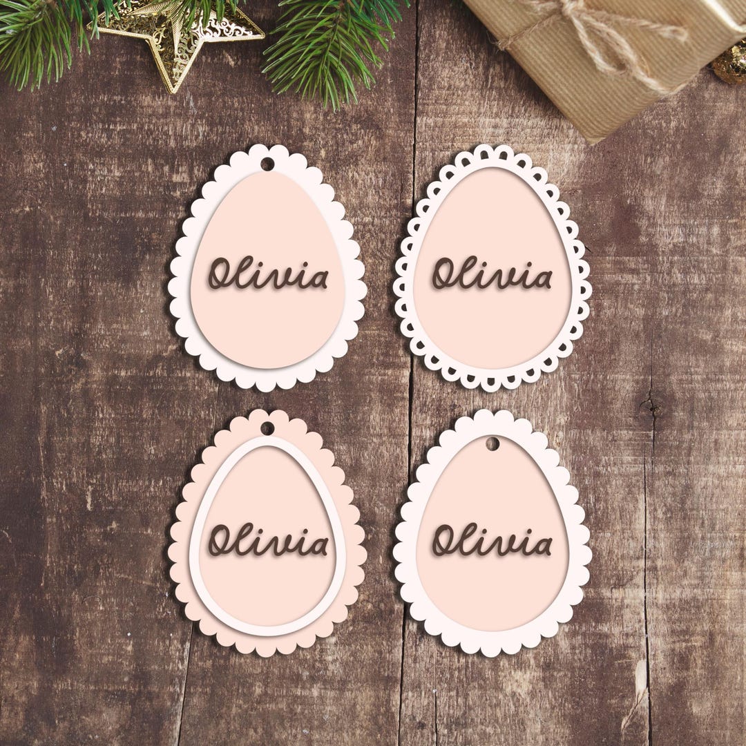 Scalloped Easter Egg Tags SVG DXF, Laser Cut Files Glowforge Silhouette ...