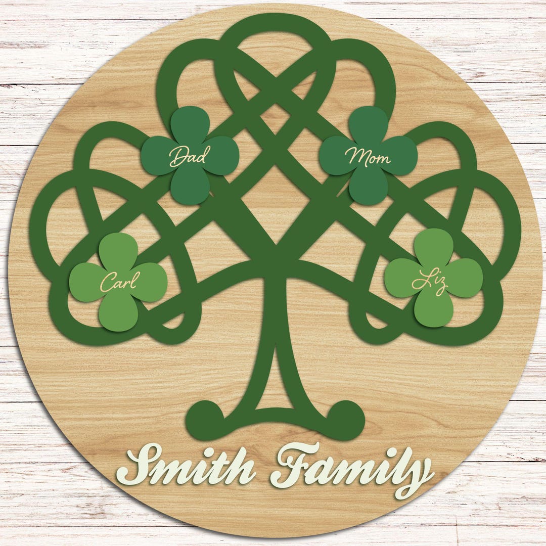 Shamrock Family Tree SVG, Laser Cut Files Glowforge Silhouette Cricut ...