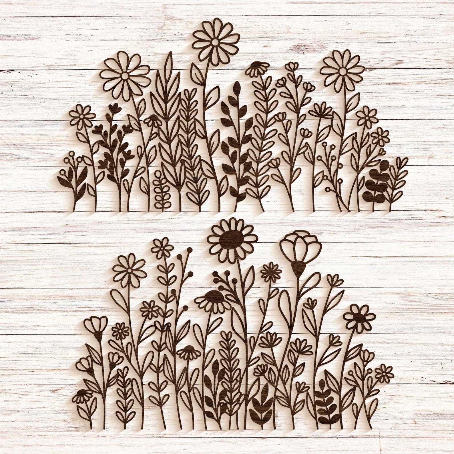 Wildflower Meadow SVG DXF, Laser Cut Files Glowforge, Silhouette Cricut ...