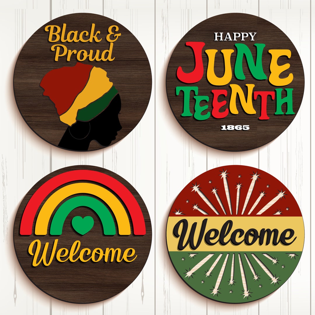 Juneteenth Welcome Round Sign Bundle SVG DXF, Laser Cut Files Glowforge ...