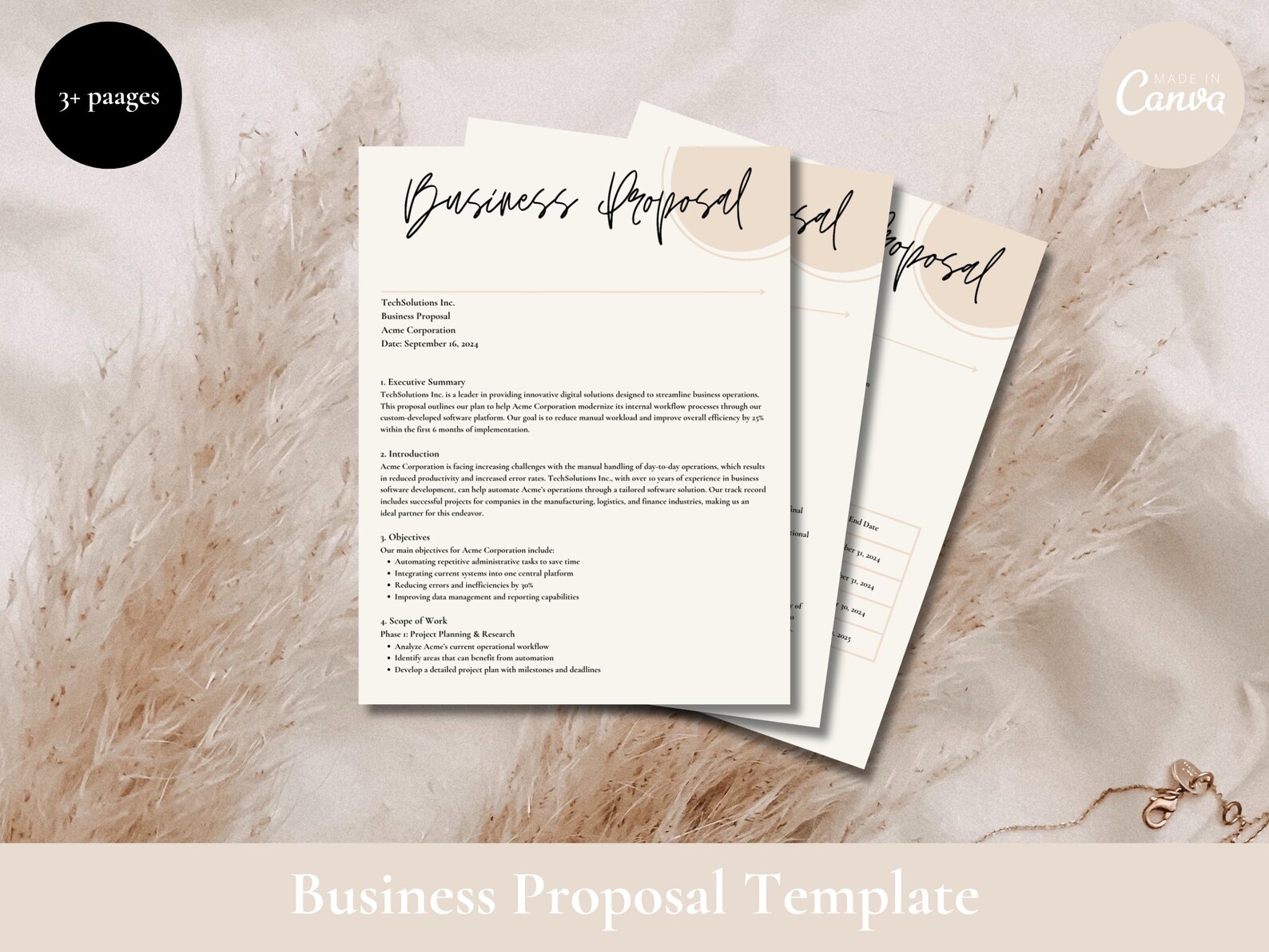 Editable Business Proposal Template: Canva & Indesign (8.5x11" PDF) - Etsy