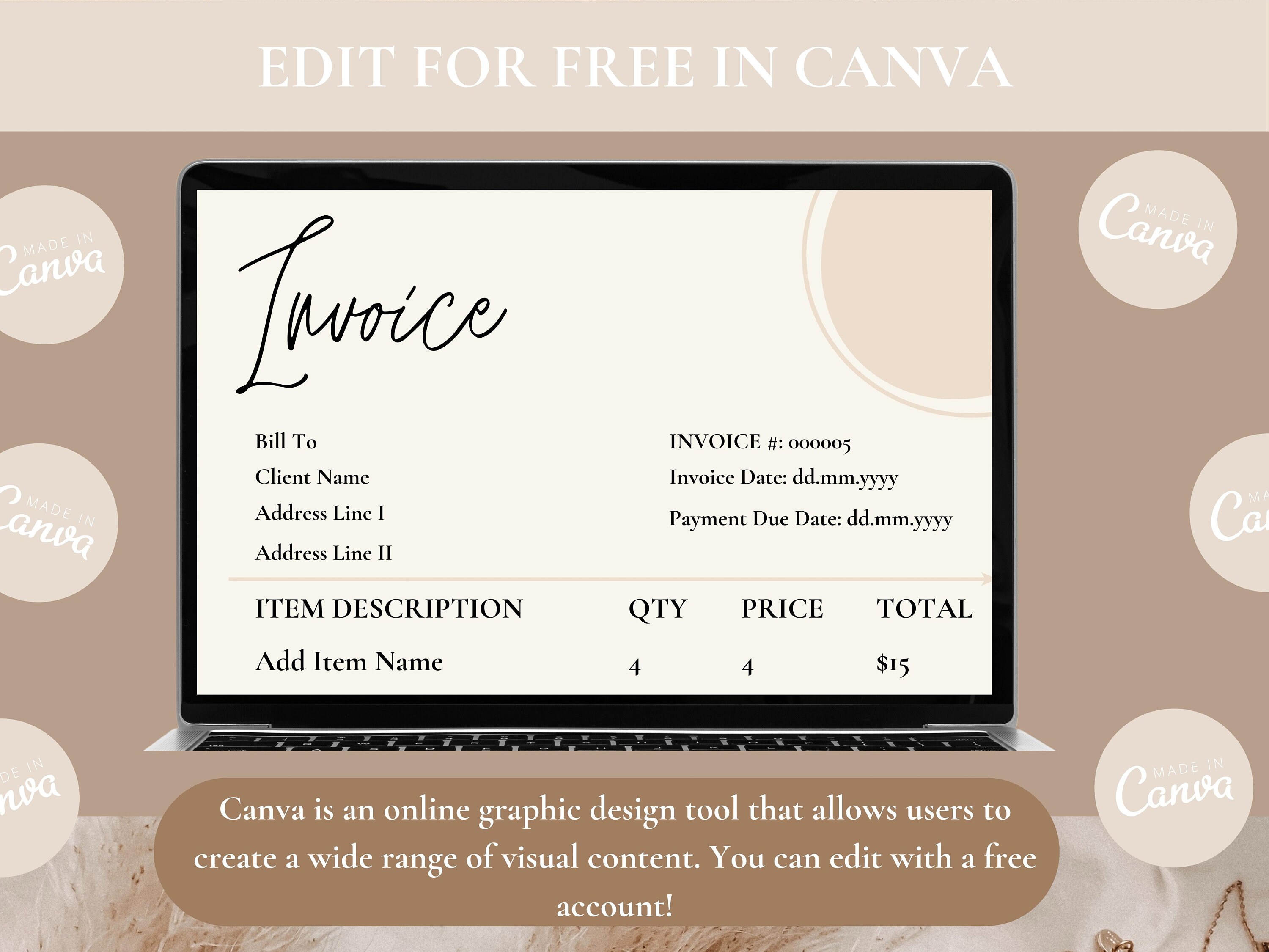 Minimalist Business Invoice Template: Etsy Shop Order Form (canva) - Etsy