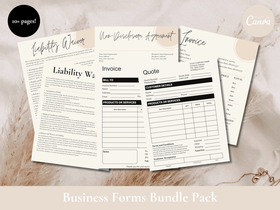 Editable Small Business Forms Bundle: Legal Templates (canva) - Etsy