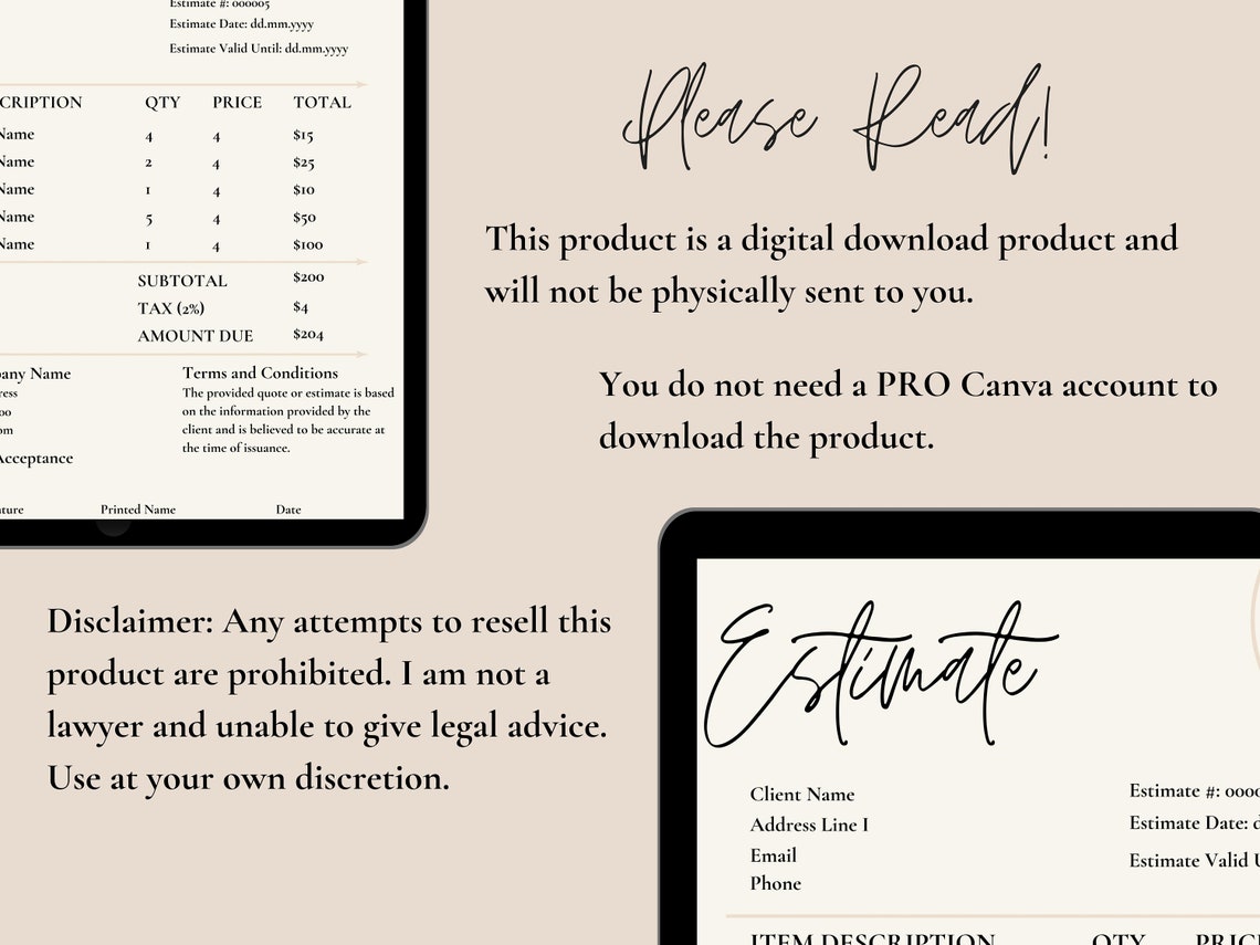 Business Estimate Template Business Estimate Canva Business Etsy Business Estimate Template Business Estimate Canva Business Etsy