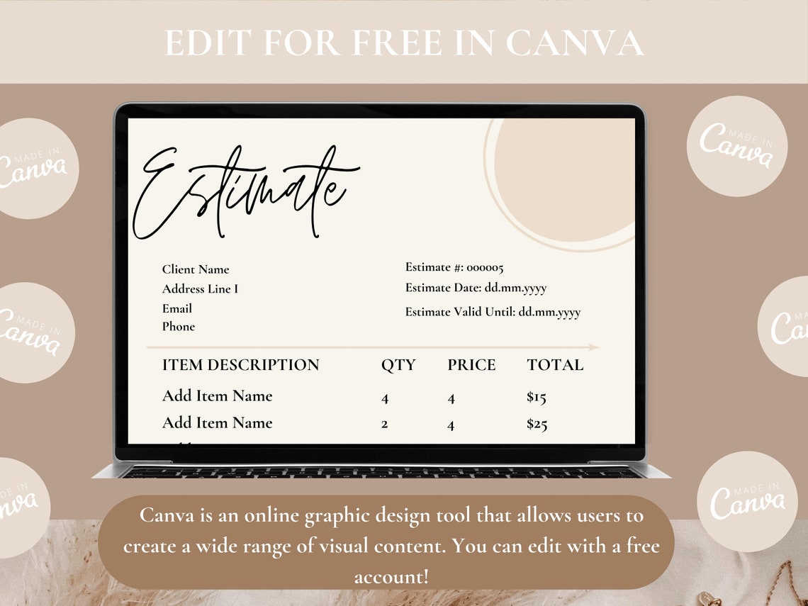Business Estimate Template Business Estimate Canva Business Etsy Business Estimate Template Business Estimate Canva Business Etsy