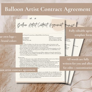 Balloon Artist Contract Agreement Template (canva Editable) - Etsy