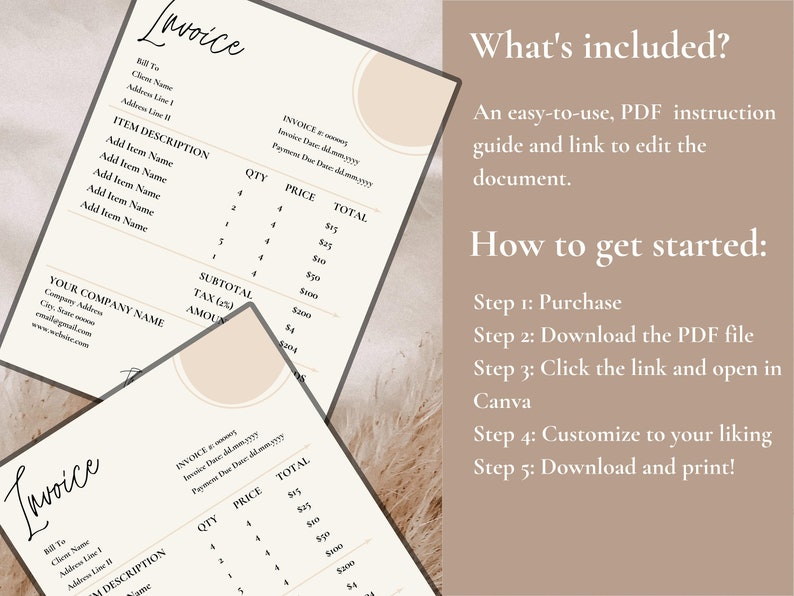 Minimalist Business Invoice Template: Etsy Shop Order Form (canva) - Etsy