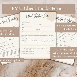 Printable PMU Client Intake Forms Digital Permanent Makeup Forms ...
