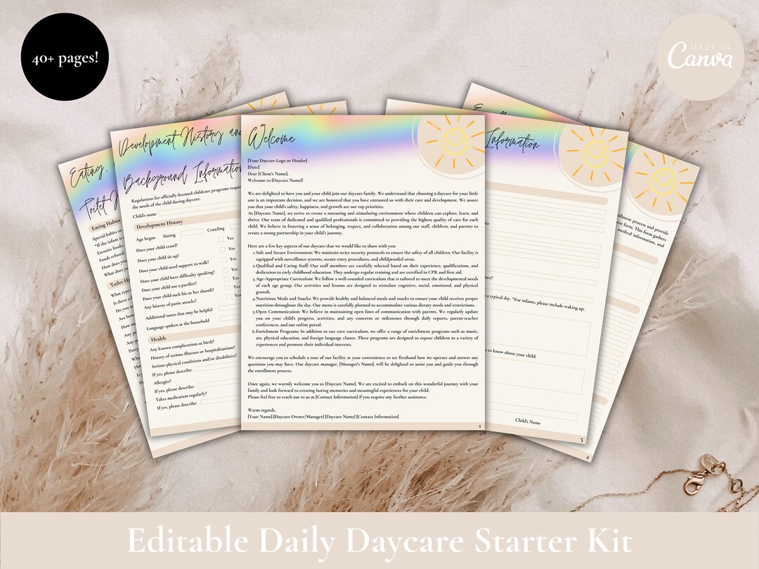 Editable Daycare Forms Bundle | Childcare Business Templates (canva) - Etsy