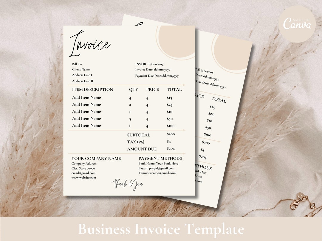 Small Business Invoice Template Minimalist Business Invoice Canva ...