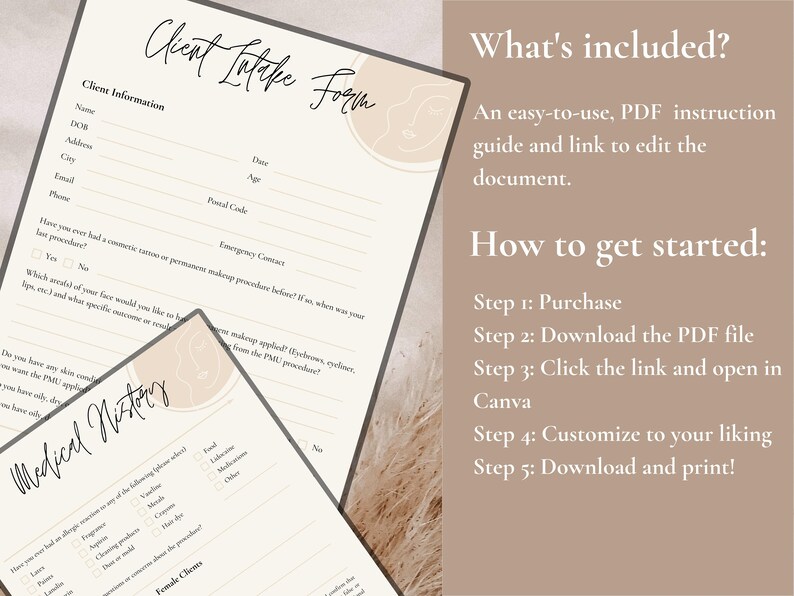 Printable PMU Client Intake Forms Digital Permanent Makeup Forms ...