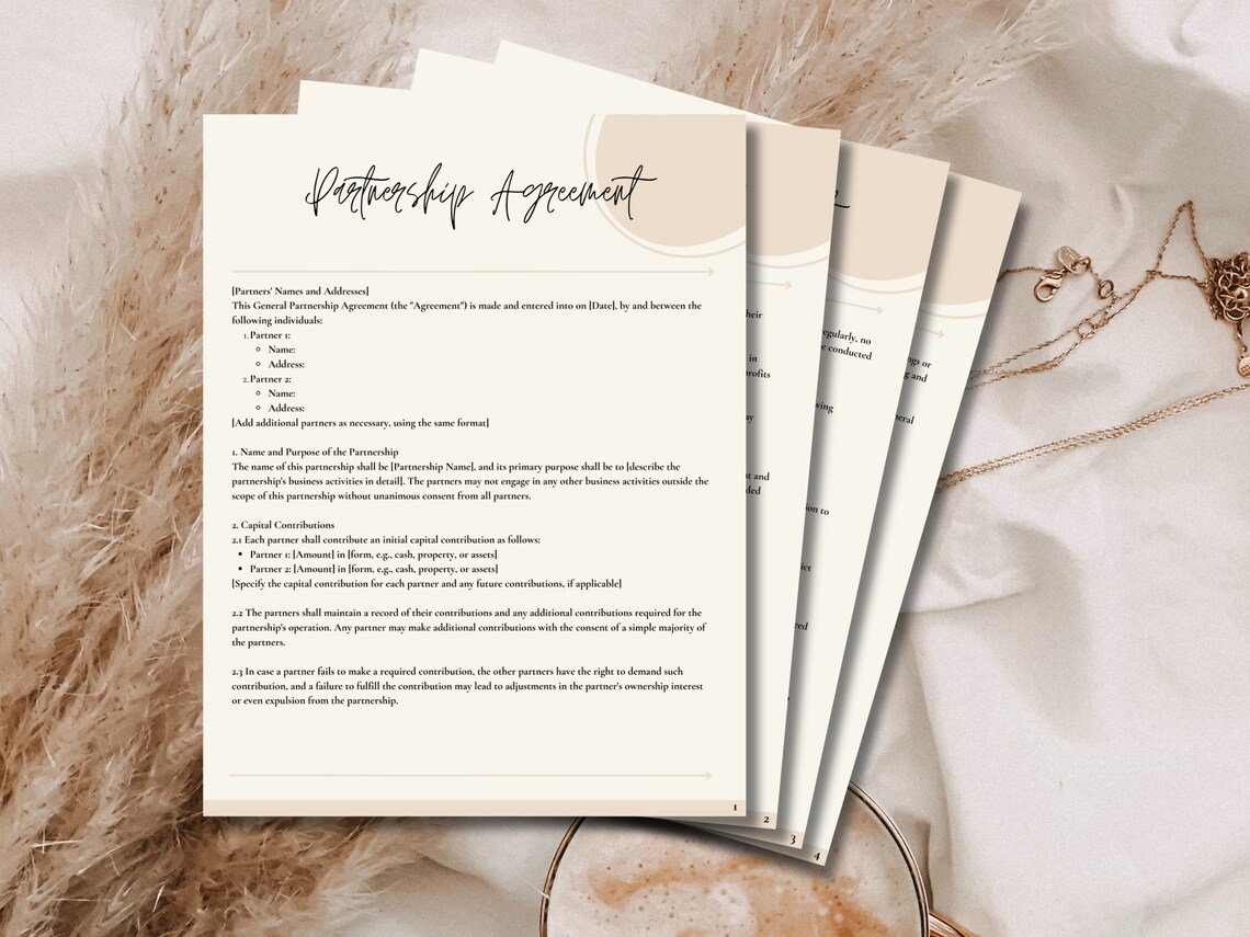 General Partnership Agreement Template: Editable Business Contract - Etsy