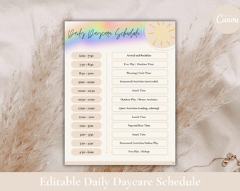 Daily Preschool/daycare Schedule Template EDITABLE - Etsy