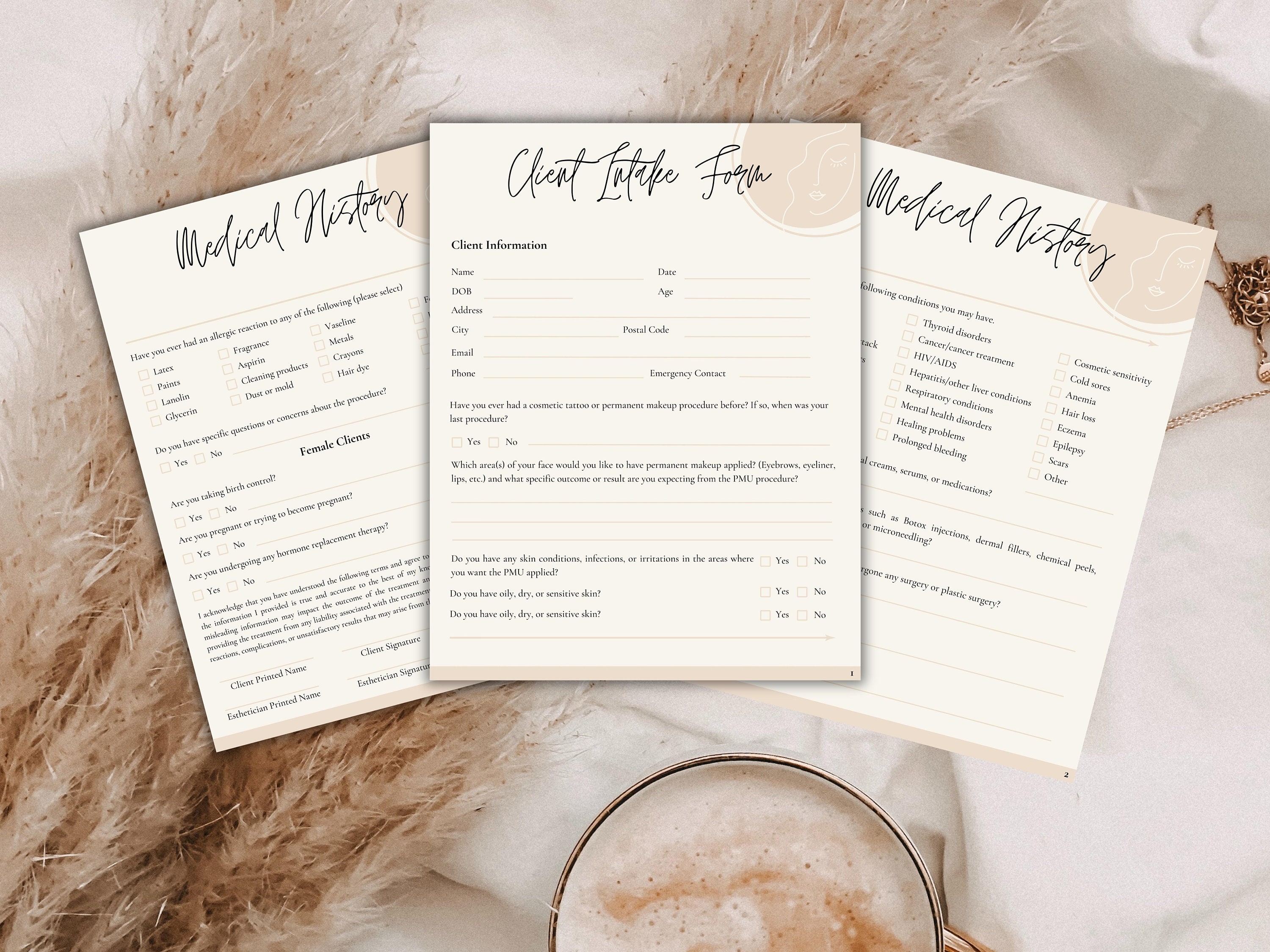 Printable PMU Client Intake Forms Digital Permanent Makeup Forms ...