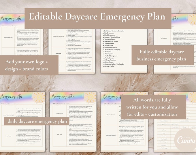Editable Daycare Emergency Plan Template (canva) - Etsy