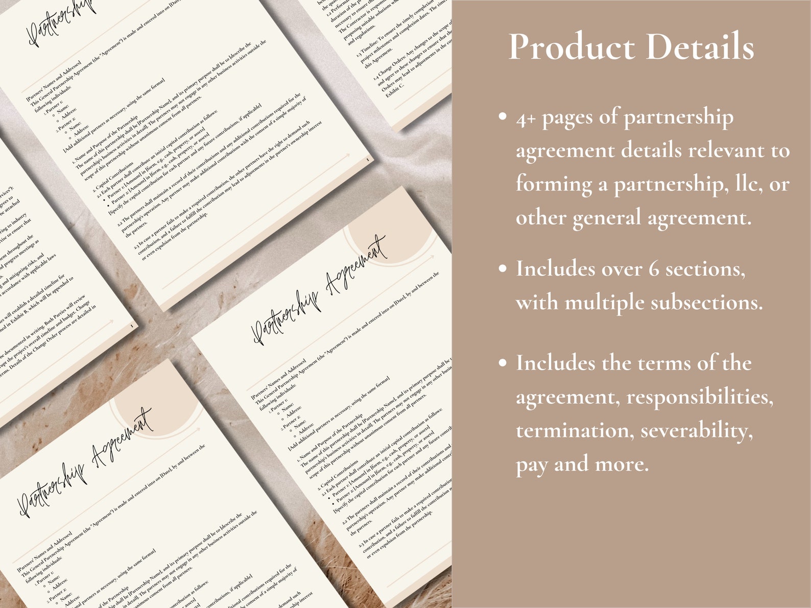 General Partnership Agreement Template: Editable Business Contract - Etsy