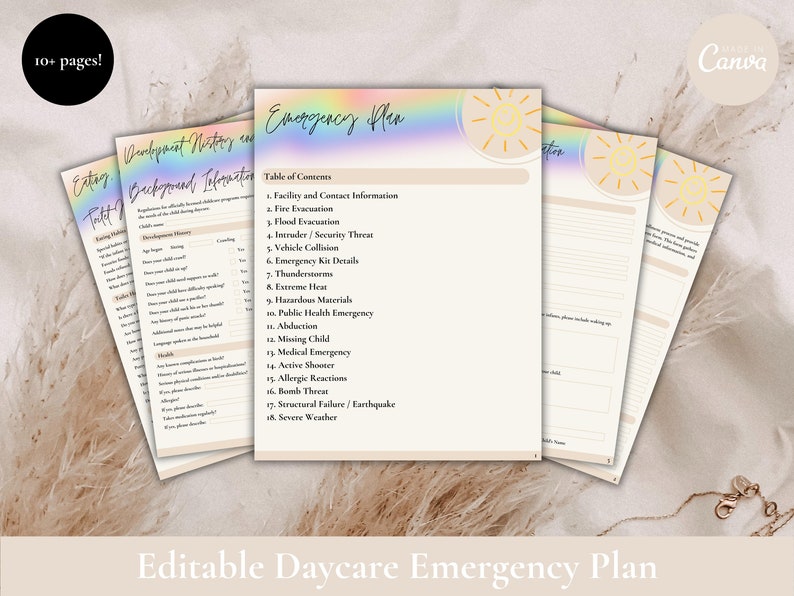 Daycare Emergency Plan, Childcare Emergency Plan Template, Emergency ...