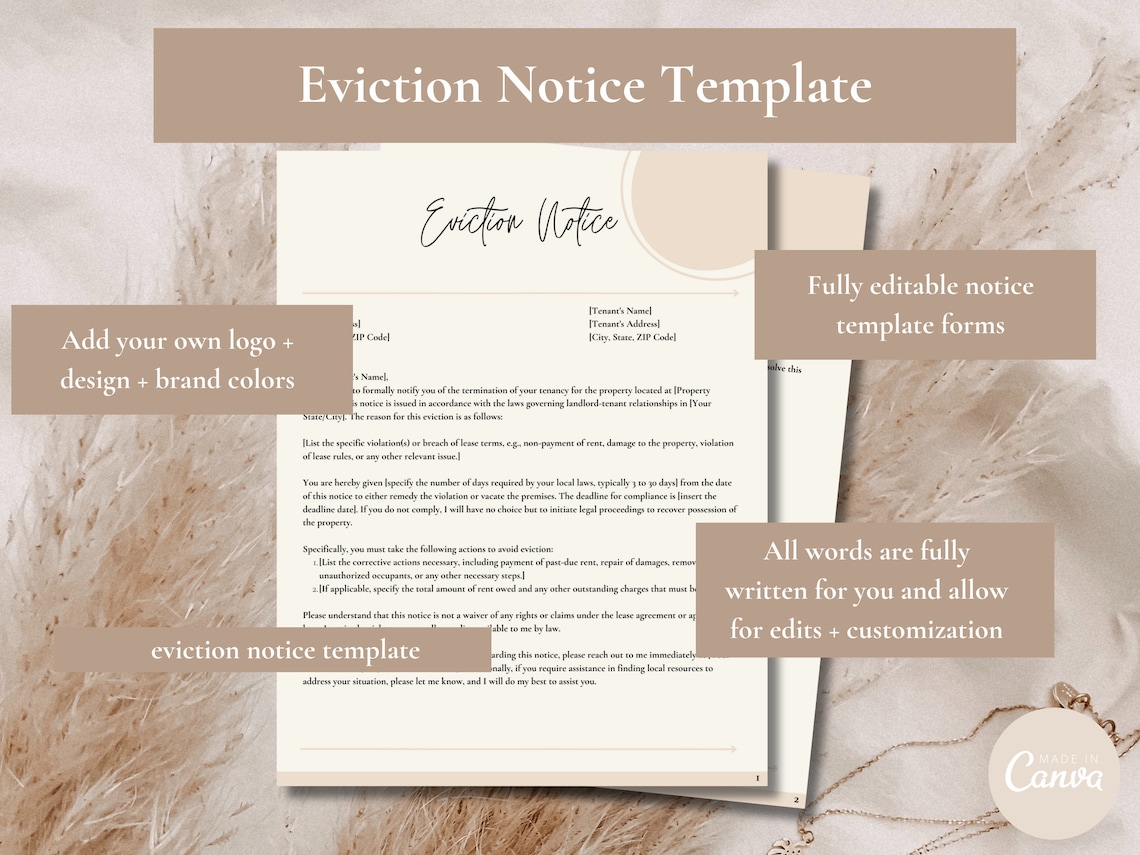 Eviction Notice Template Eviction Notice of Eviction Form Eviction ...