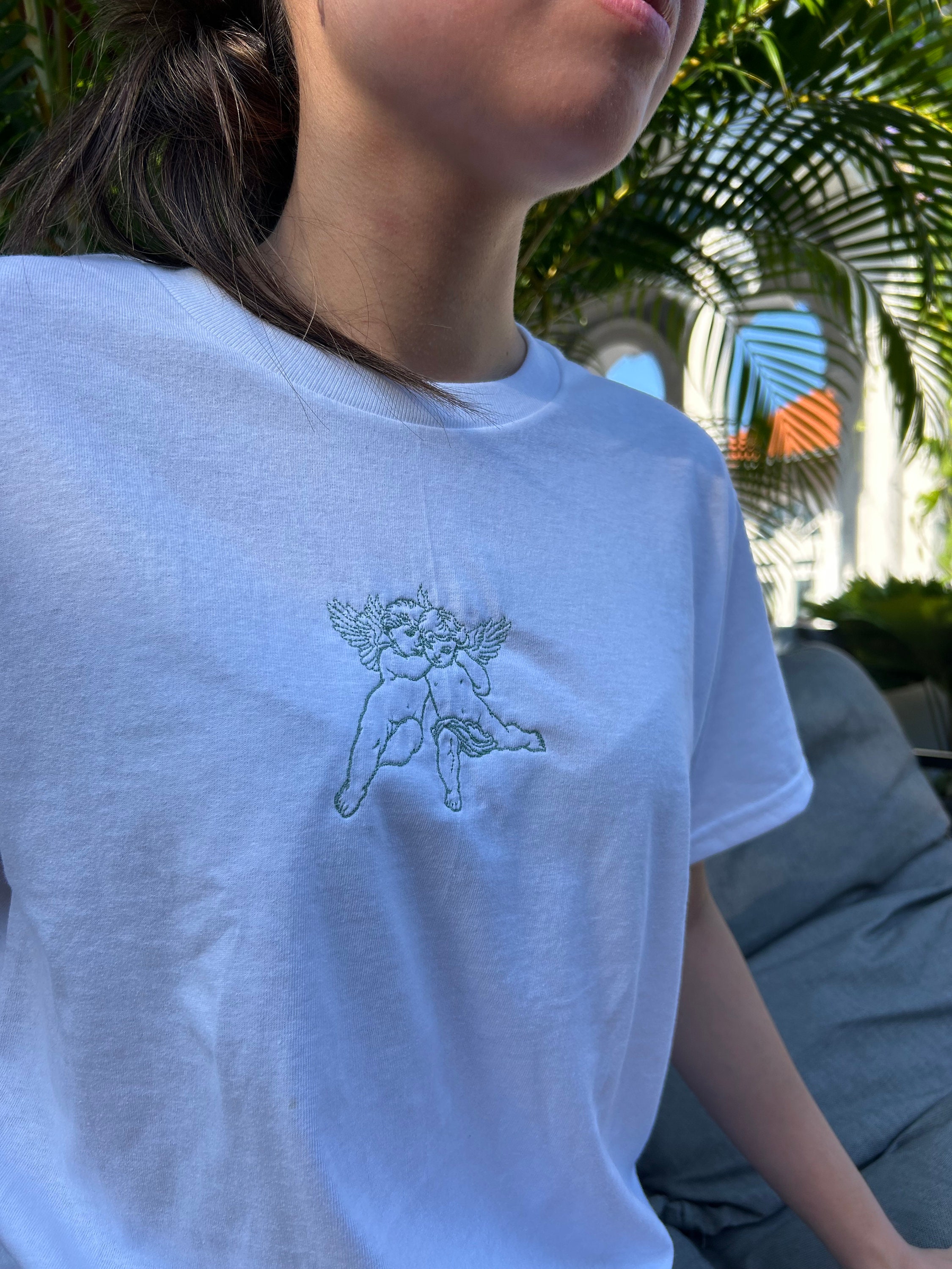 Embroidered White Angel T-shirts - Etsy