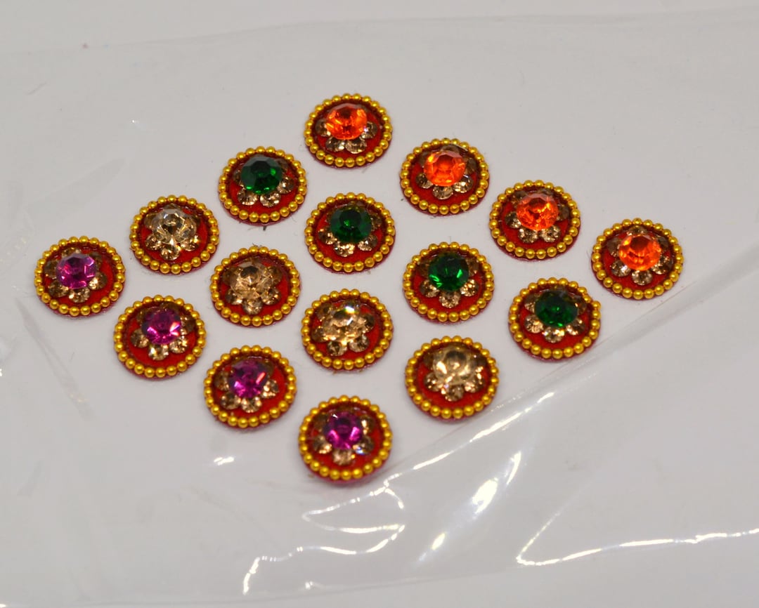 Multi Color Golden Stone Bindi Body Jewels Colorful Bindis - Etsy
