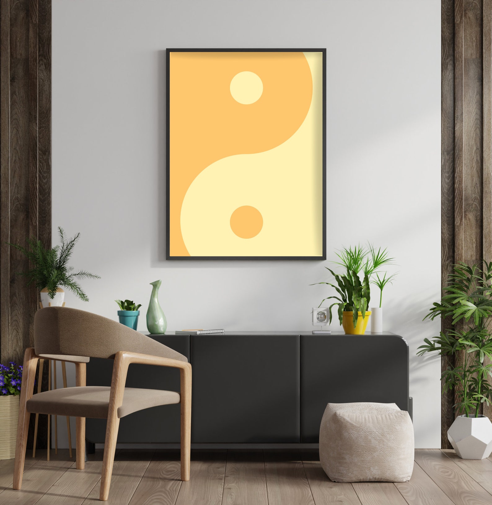 Yin Yang Printable | Modern Yin Yang Art | Boho Art | Retro Gallery ...