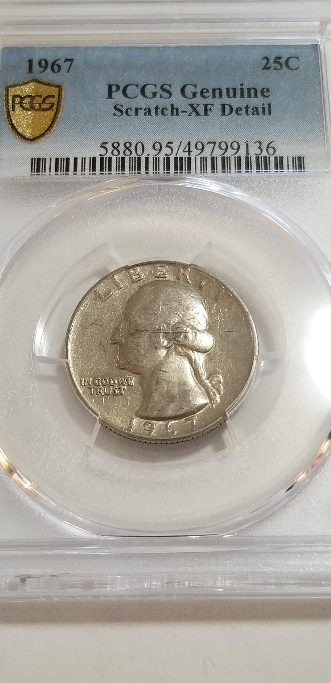 1967 US Washington Quarter PCGS Graded -genuine Scratch - XF Detail - Etsy