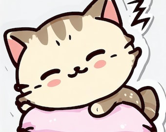 Cute Sleeping Cat Sticker - Etsy