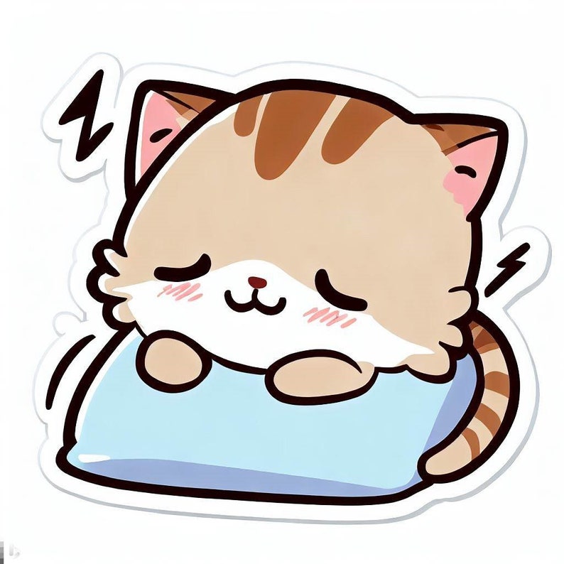 Cute Sleeping Cat Sticker - Etsy