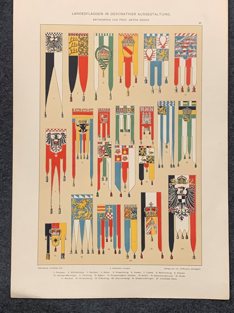 Vintage Platte of German State Banners Circa 1900 - Etsy