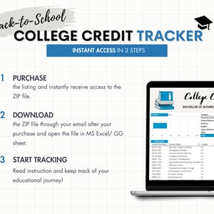 Back to School College Credit Tracker Spreadsheet, Excel Student ...