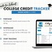 Back to School College Credit Tracker Spreadsheet, Excel Student ...
